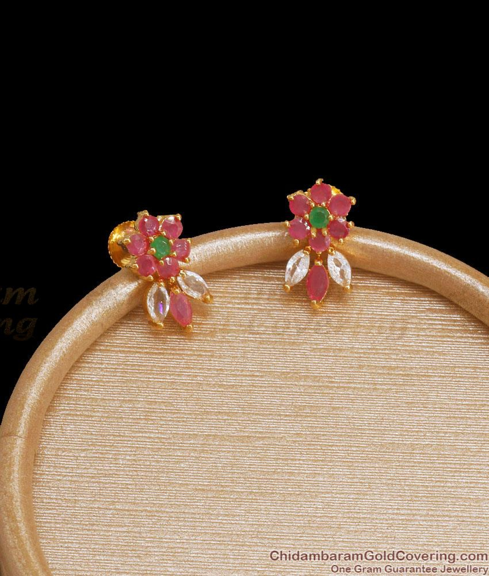 One Gram Gold Multi Stone Stud Earring Shop Online ER3810