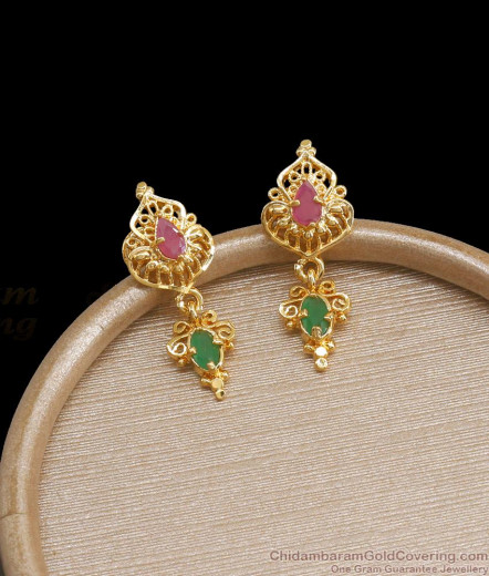 Latest Ruby Stone Gold Earrings Design ER2151