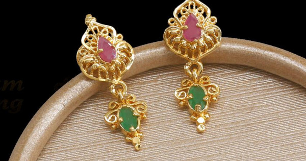 1 Gram Gold Earring Small Stone Danglers ER3878
