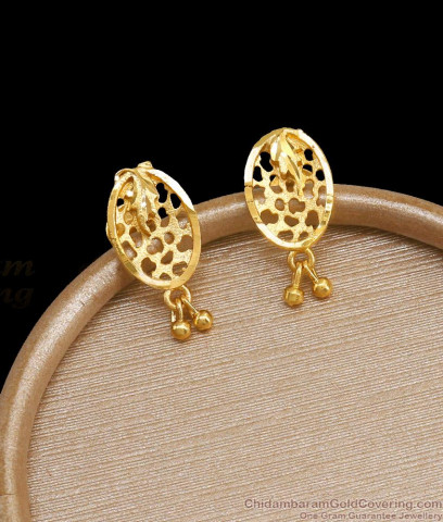 Simple Gold Stud Earring Ball Droplet Design ER3043