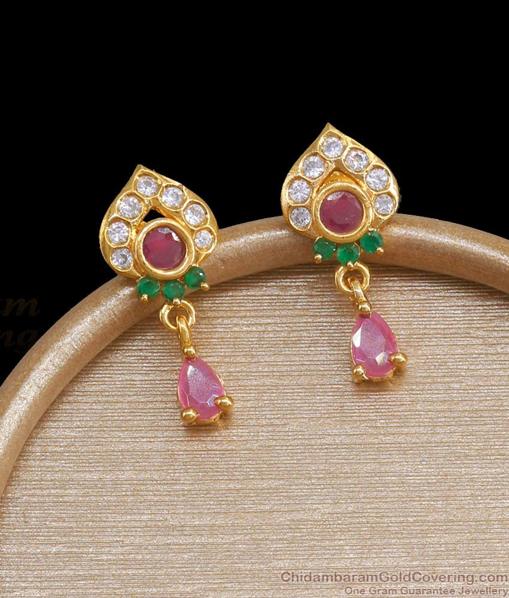 One Gram Gold Stone Stud Earrings Party Wear ER4073