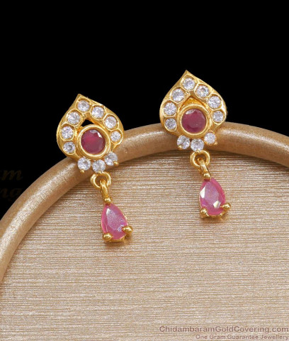 Glittering White Stone Droplet Stud Gold Plated Earring ER4181