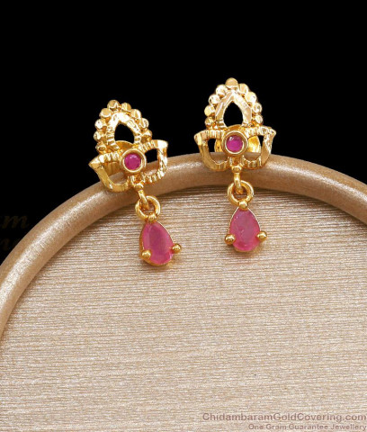 South Indian Visiri Thodu Style Gold Studs White Pearls ER2868
