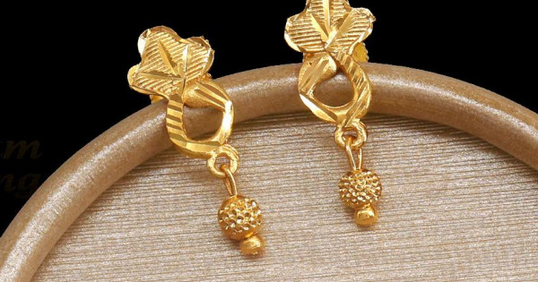 Two Gram Gold Earring Plain Dangler Design ER4155