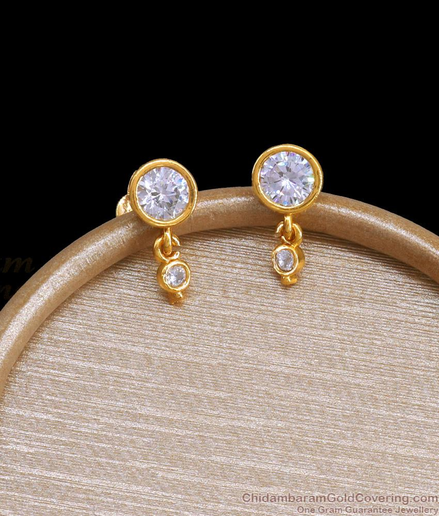 Small White Stone Gold Plated Stud Earring Daily Wear ER4179