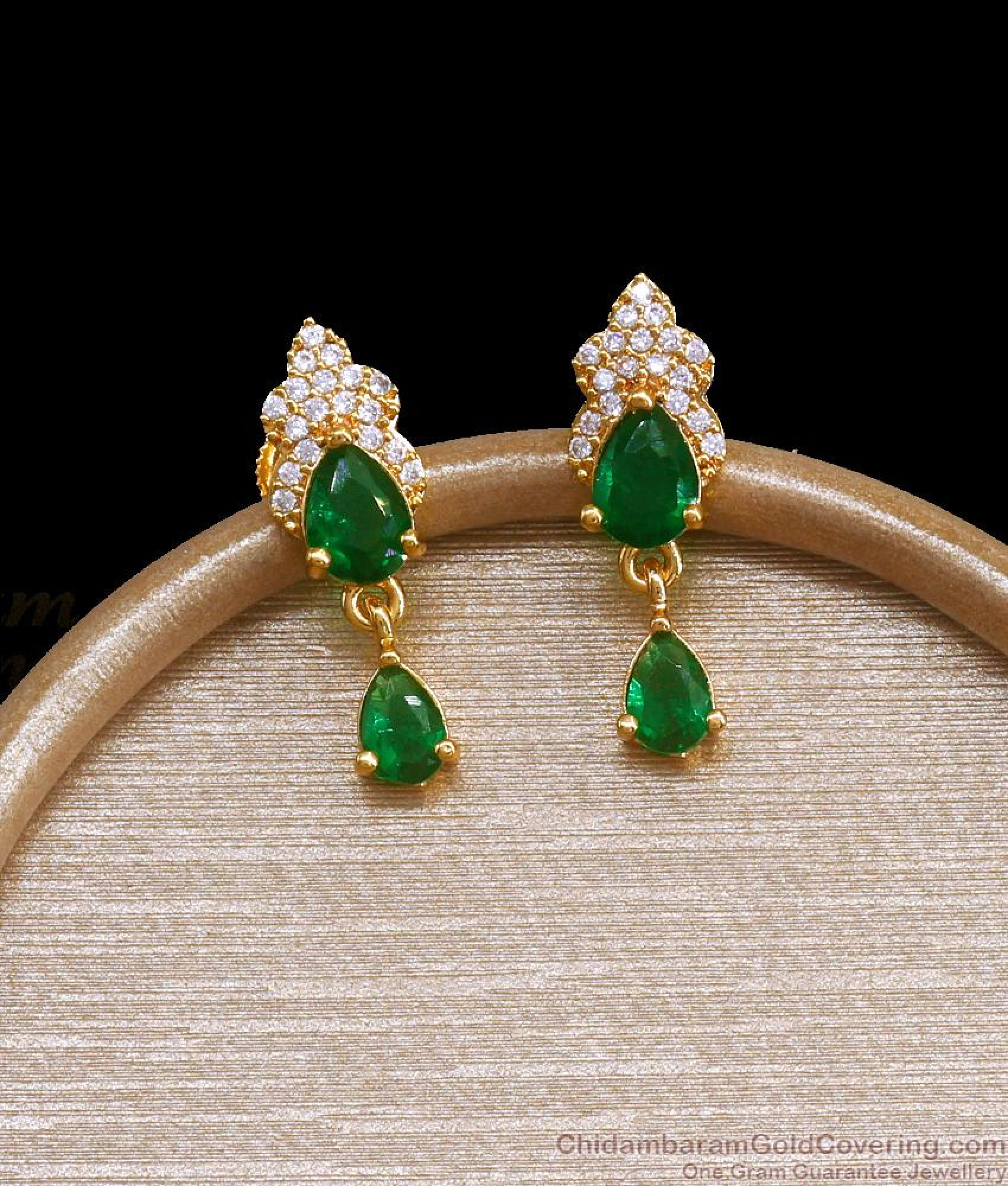 Latest 1 Gram Gold Stud Earring Droplet Stone Design ER4183