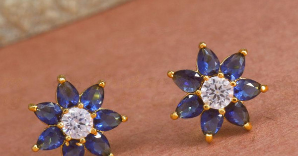 Blue Stone Diamond Ear Studs Artificial Jewelry ER4206
