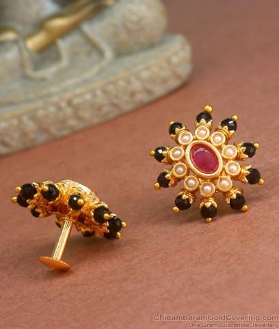 Unique Gold Studs Polki Stone Peacock Stud Earring ER4239