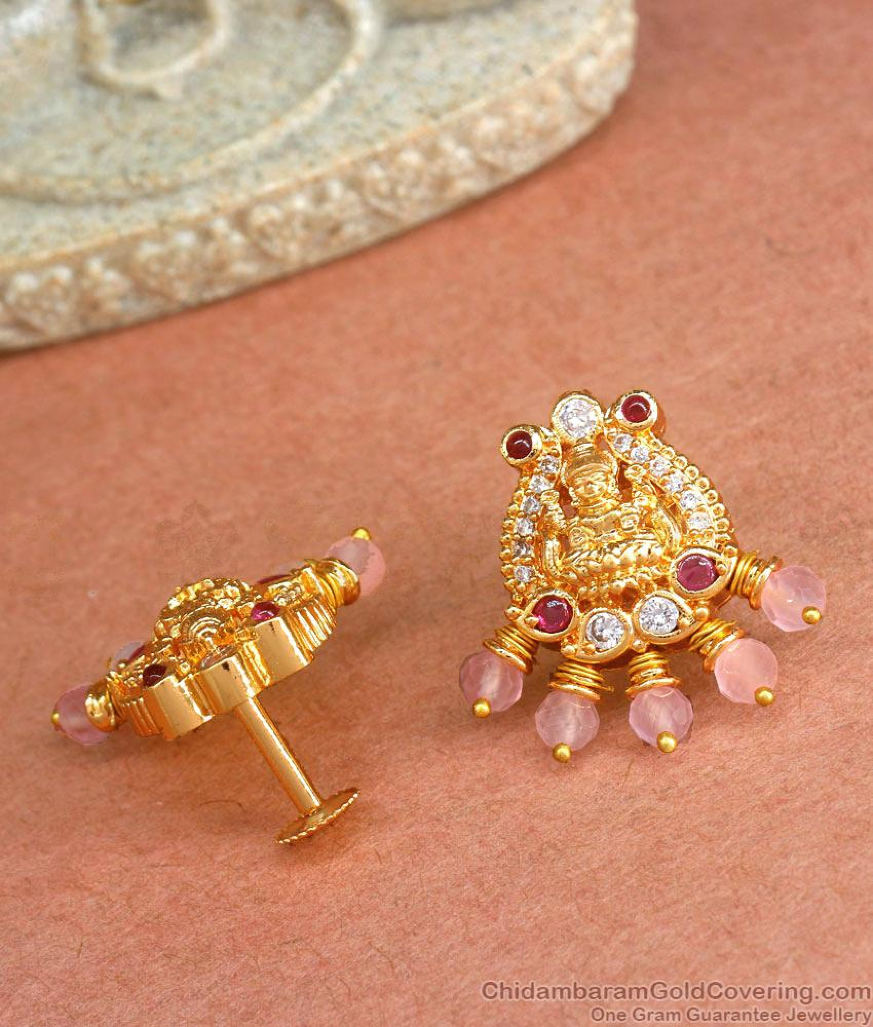Traditional Gold Lakshmi Stud Stone Earring ER4232