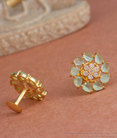 Latest 1 Gram Gold Stud Earring Droplet Stone Design ER4183