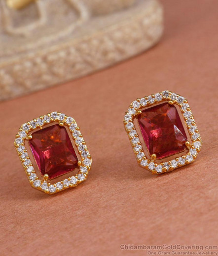 Latest 1 Gram Gold Stud Earring Droplet Stone Design ER4183