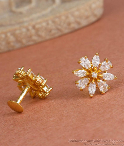 Latest 1 Gram Gold Stud Earring Droplet Stone Design ER4183
