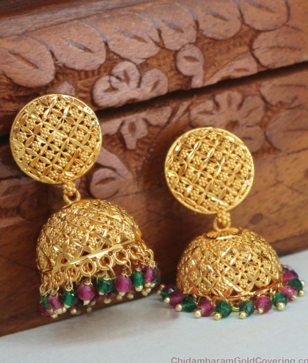 Traditional Gold Earring Jhumka Ruby Stone ER2773