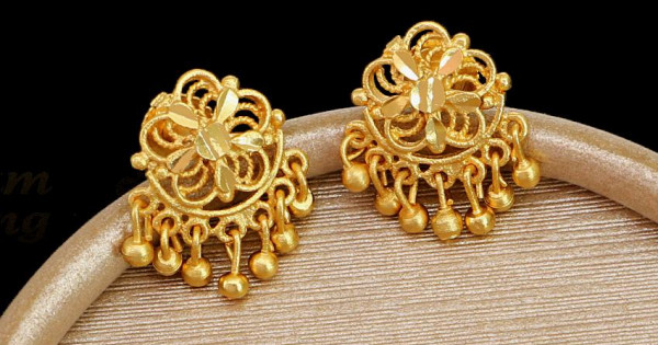 Regular Wear Gold Plated Stud Earring Floral Design ER4357