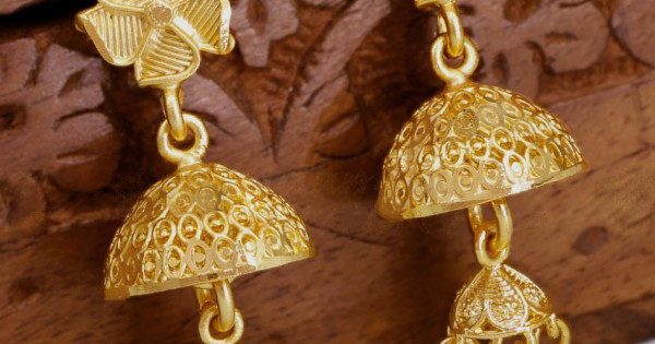 Long Forming Gold Adukku Jhumki Design For Bride ER4390