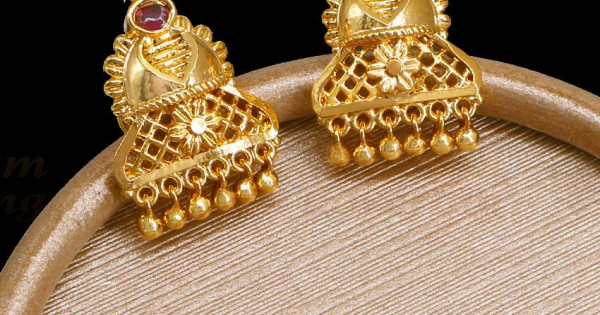 Traditional Gopuram Earring 1 Gram Gold Stud ER4403