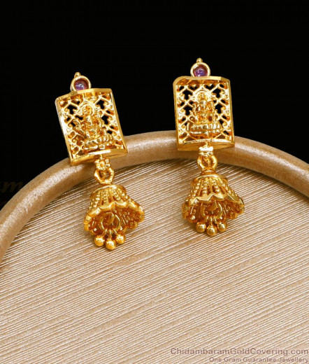 Original One Gram Gold Ruby Stone Small Jimiki Earrings ER2688