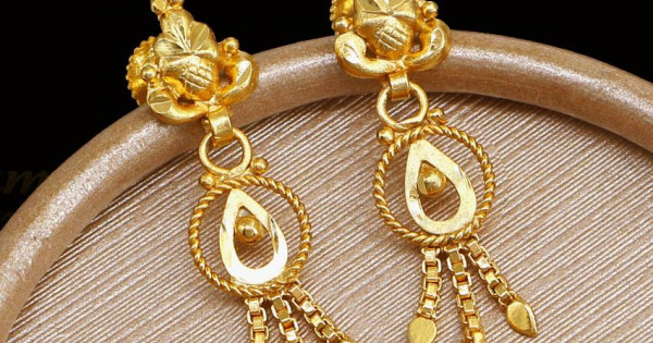 Plain Two Gram Gold Dangler Earring For Brides ER4446
