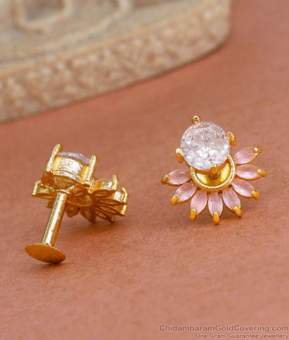 Premium Gold Earring Pavalam Coral Stone Collection ER4236