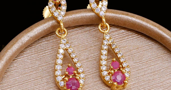 Stylish Gold Plated Droplet Earring Stone Danglers ER4526