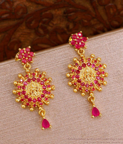 Ruby White Stone Gold Dangler Imitation Gold Earrings ER2959