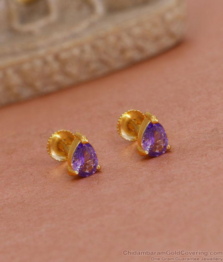 Latest 1 Gram Gold Stud Earring Droplet Stone Design ER4183