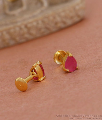 Small Floral Gold Plated Stud White Stone Earring ER4186