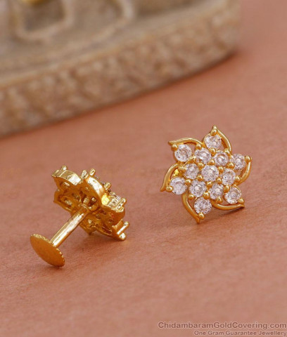 Buy One Gram Gold Stud Earring Ruby Crystal Stone ER3328