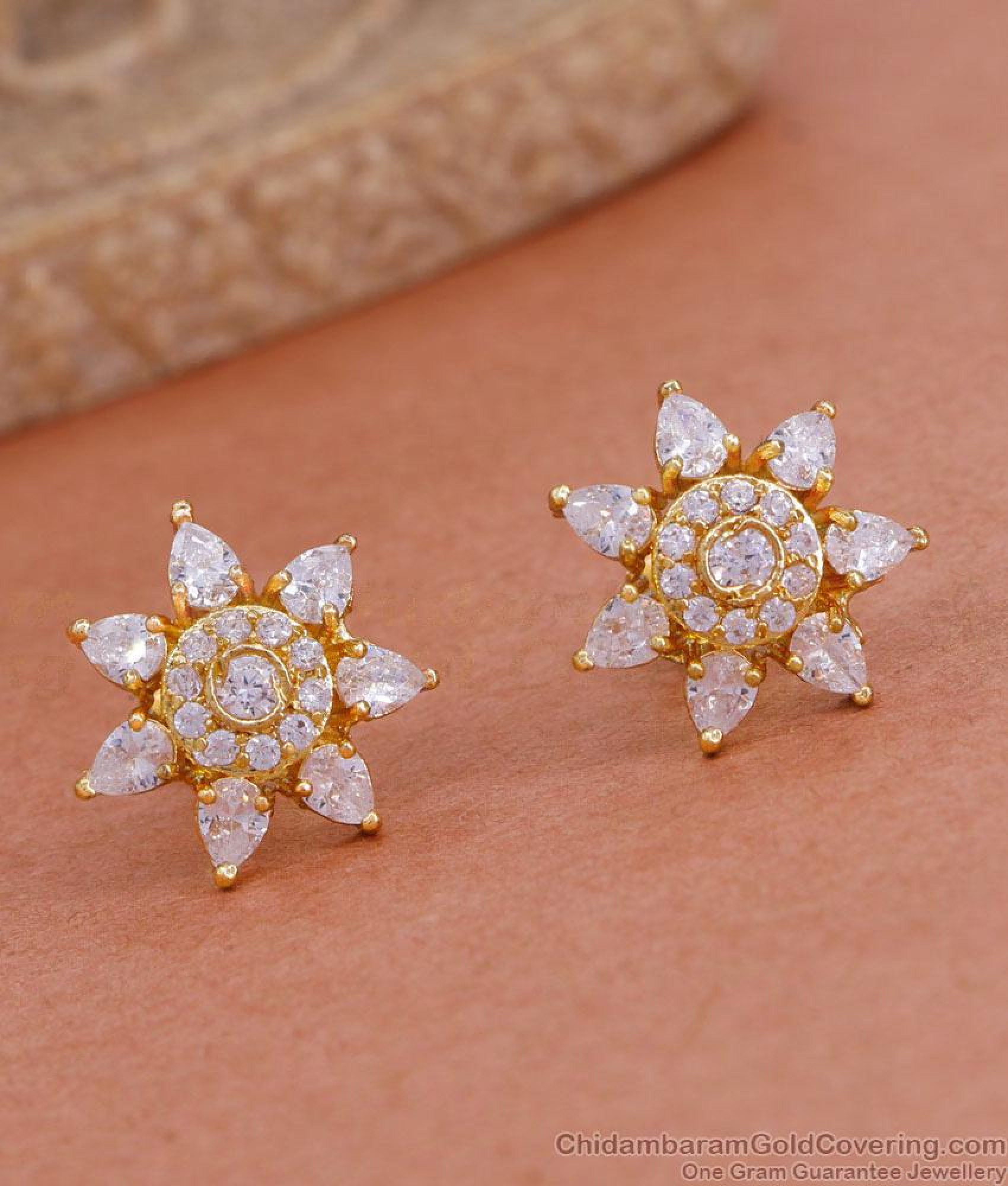 Attractive Full White Stone Studs 1 Gram Gold Earring ER4648