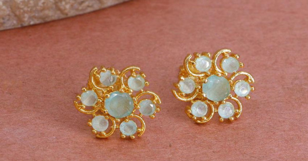 Simple Green Stone Daily Wear Stud Earring Pin Type ER4799
