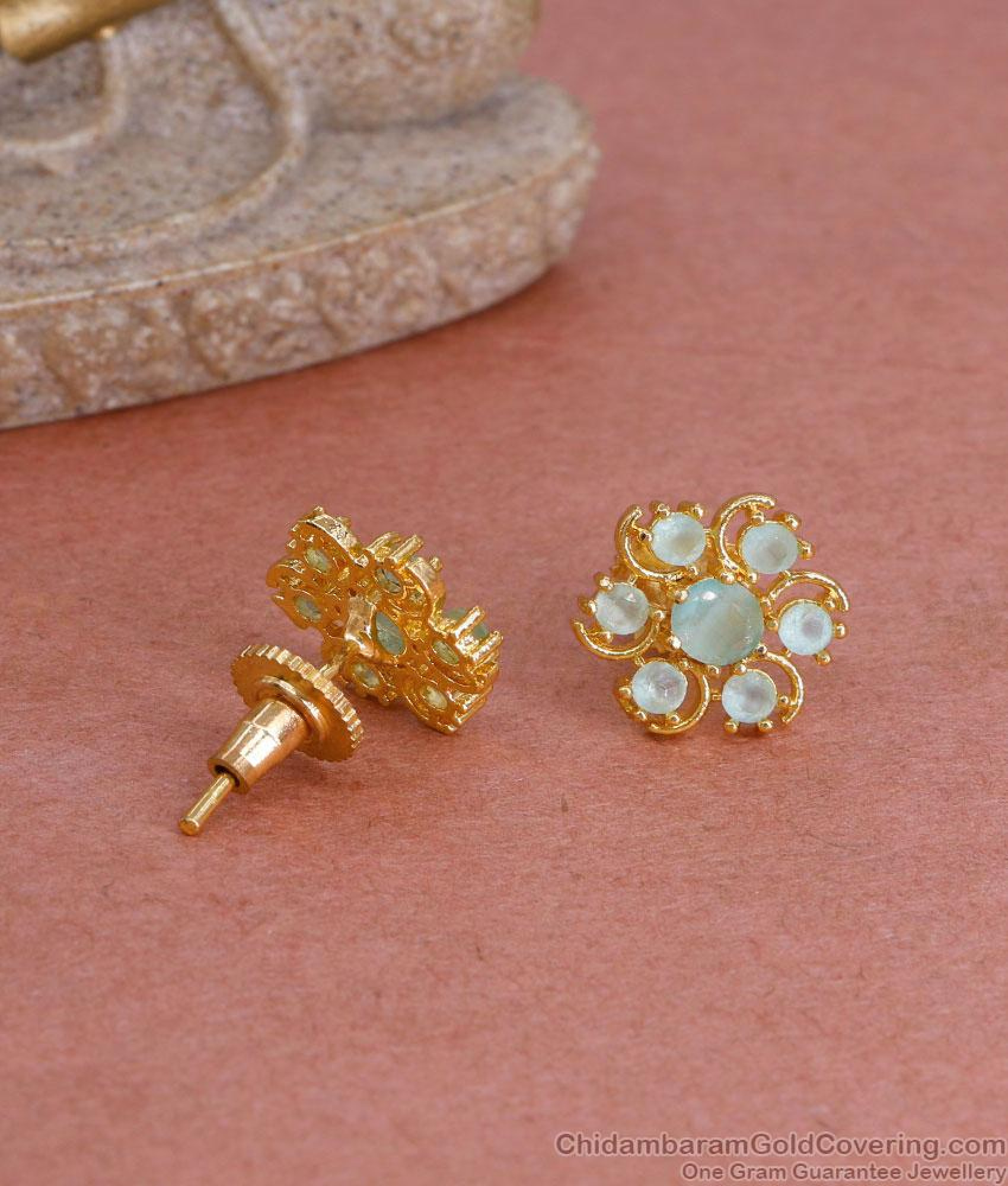 Simple Green Stone Daily Wear Stud Earring Pin Type ER4799