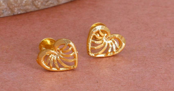 Plain One Gram Gold Heart Stud Earring Daily Wear Jewelry ER4801