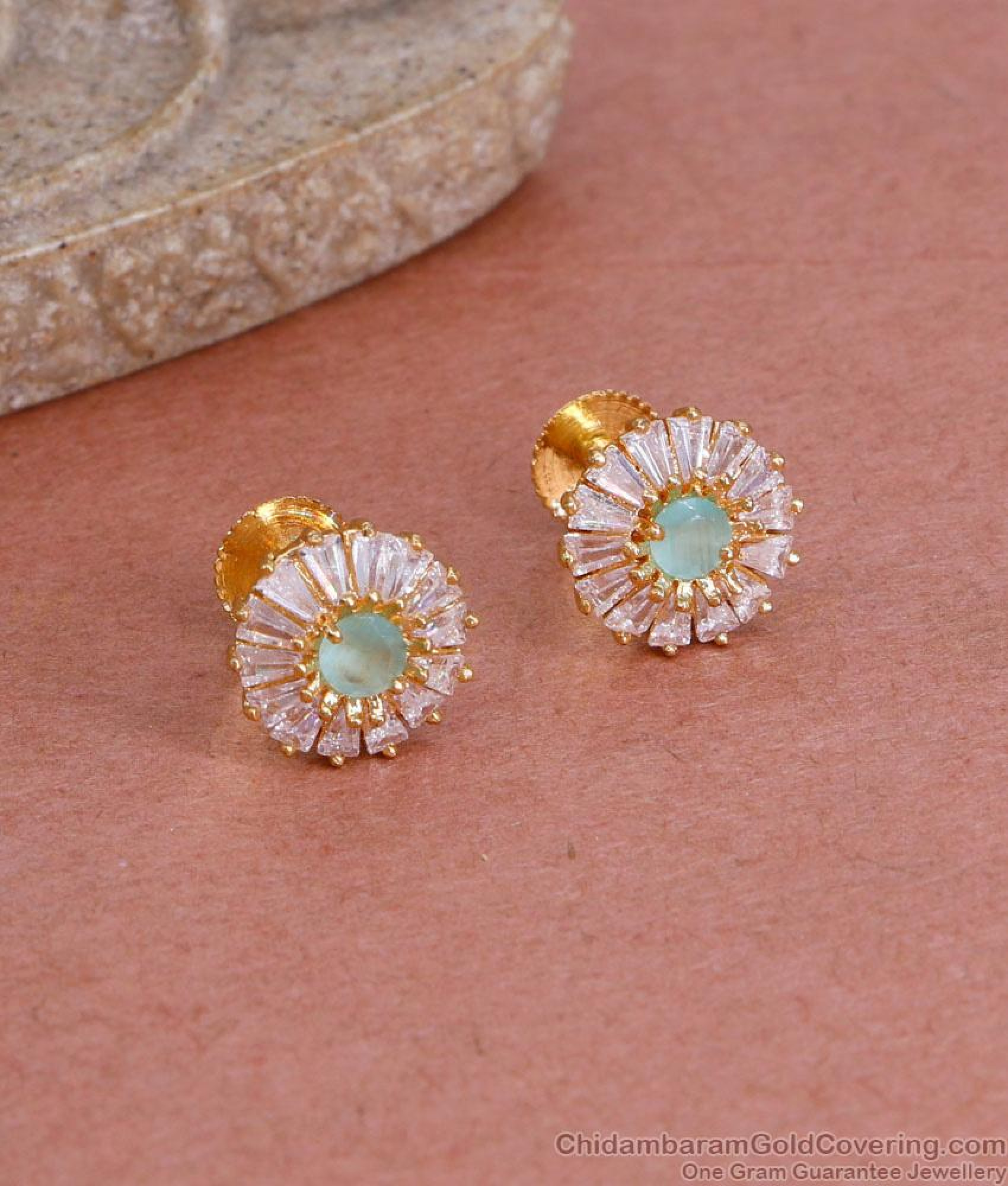 Stylish Cz Stone Small Gold Plated Stud Earring For Girls ER4807