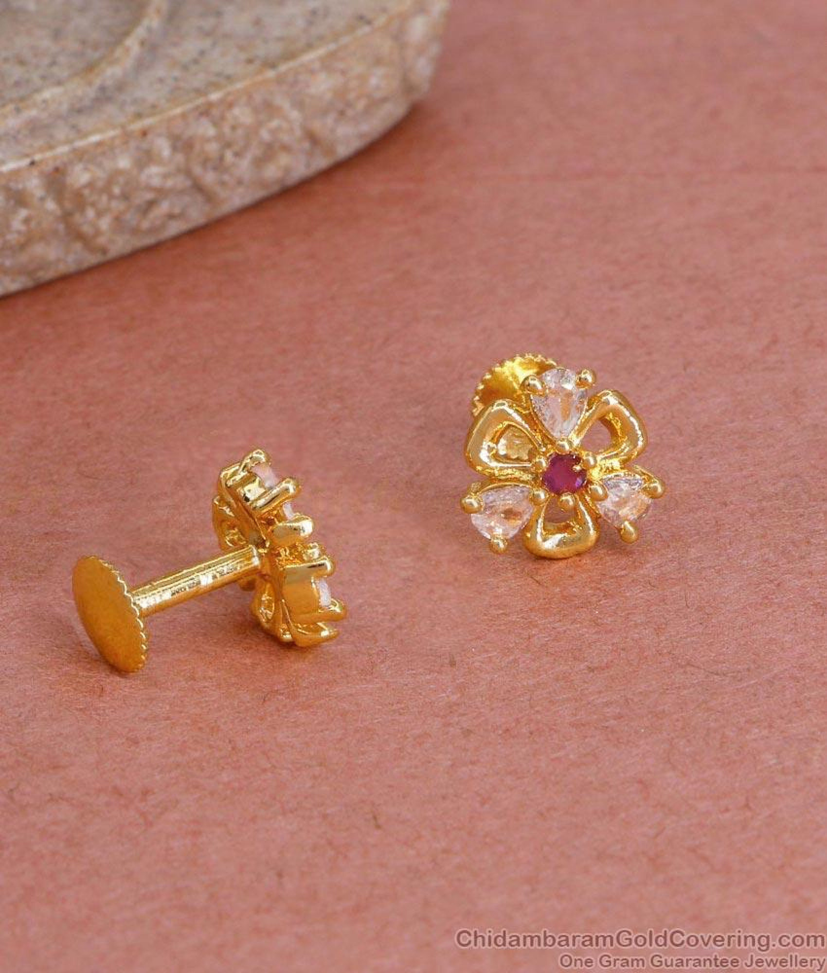 Buy Latest Micro Gold Plated Small Stud Earring With Stone ER4808