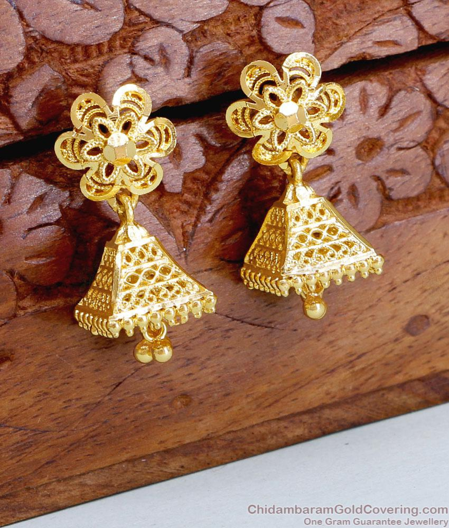 Cone Shaped Gold Imitation Small Jhumki Earring For Girls ER4867