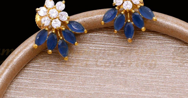New Arrival Floral Design Sapphire Stone Stud Earring For Women ER4945
