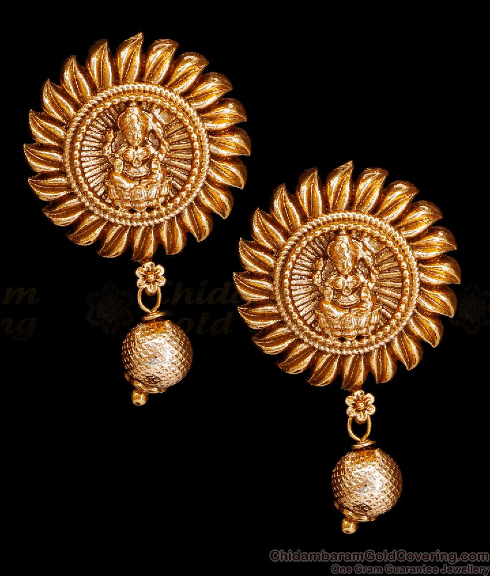 Plain Gold Design Antique Earring Lakshmi Design Online ER4980