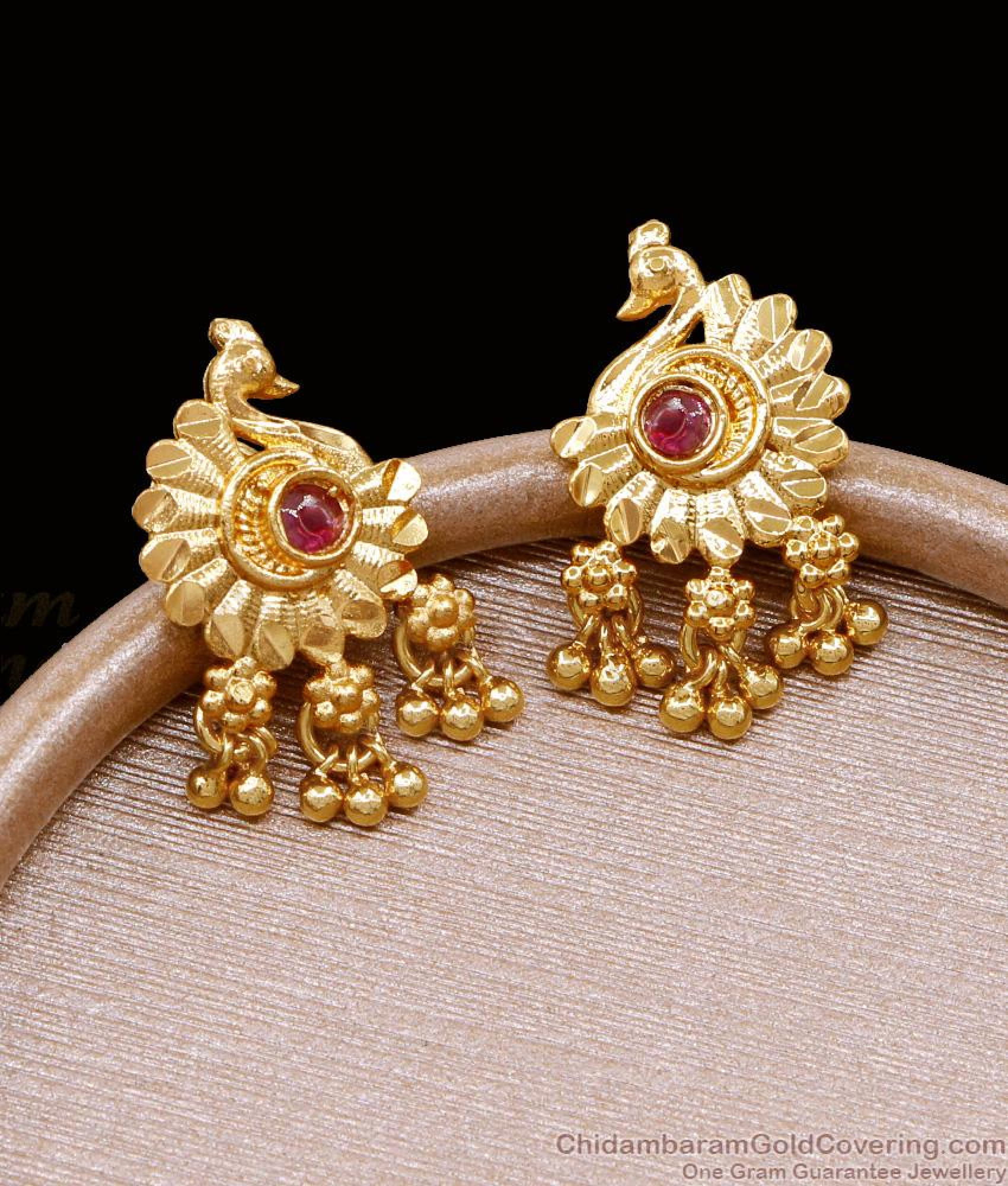 Attractive Peacock Design Fancy Gold Dangler Earring ER5076