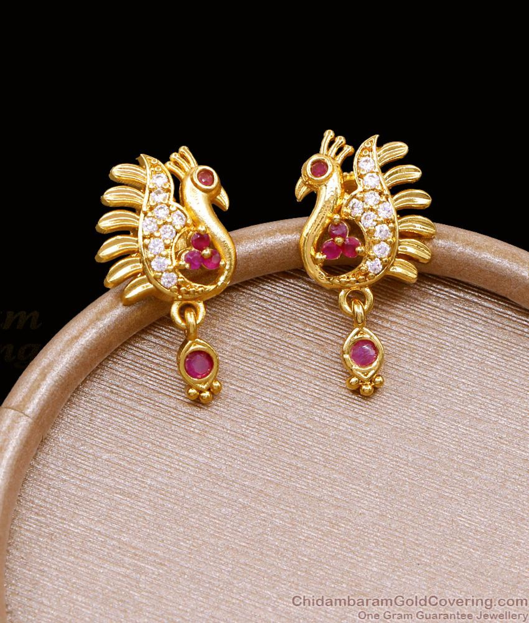 Ruby White Ad Stone Gold Imitation Earring Collection Online ER5109