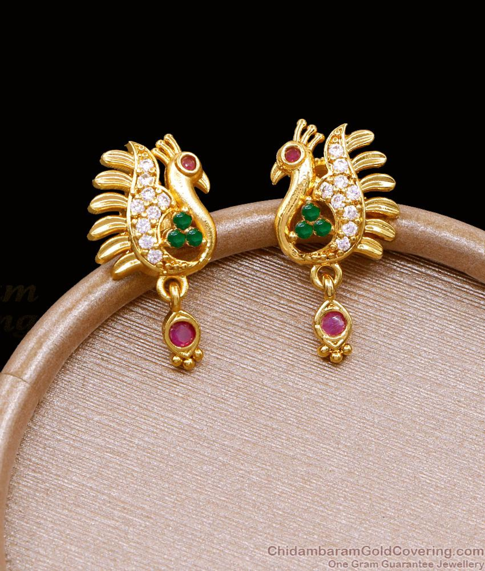 Buy New Model Micro Gold Plated Earring Multi Stone Peacock Design ER5110