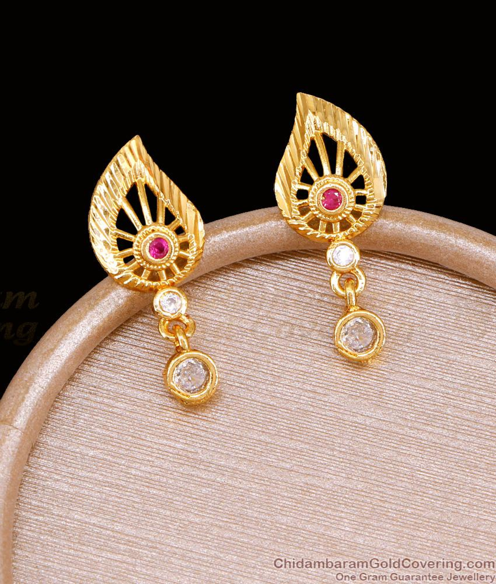 Elegant Leaf Design Gold Covering Stud Earring Collections ER5142