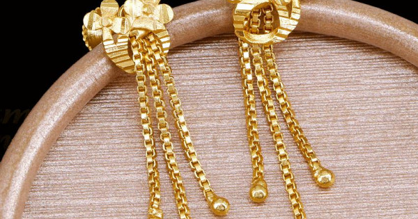 Latest Plain 2 Gram Gold Dangler Screw Type Earring Flower Design ER5249
