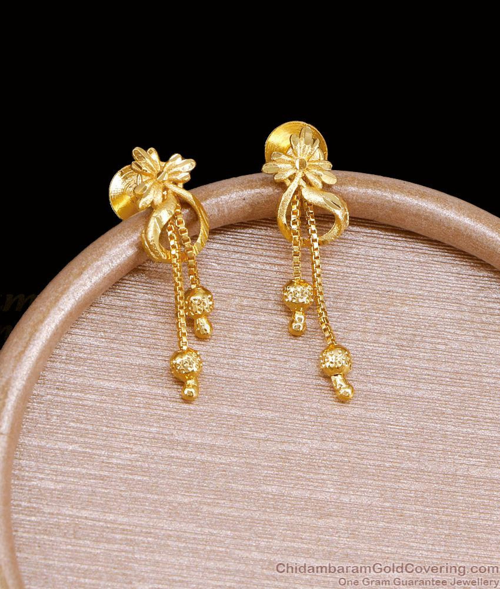 Buy Two Gram Gold Floral Dangler Earring For Everyday Use ER5252