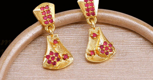 Glittering Ruby Stone Gold Imitation Earring For Wedding ER5406