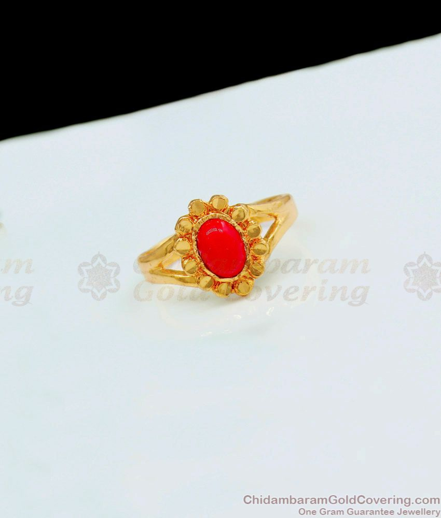 Original Impon Red Pavalam Stone Rings Gati Stone Imitation Jewelry FR1002
