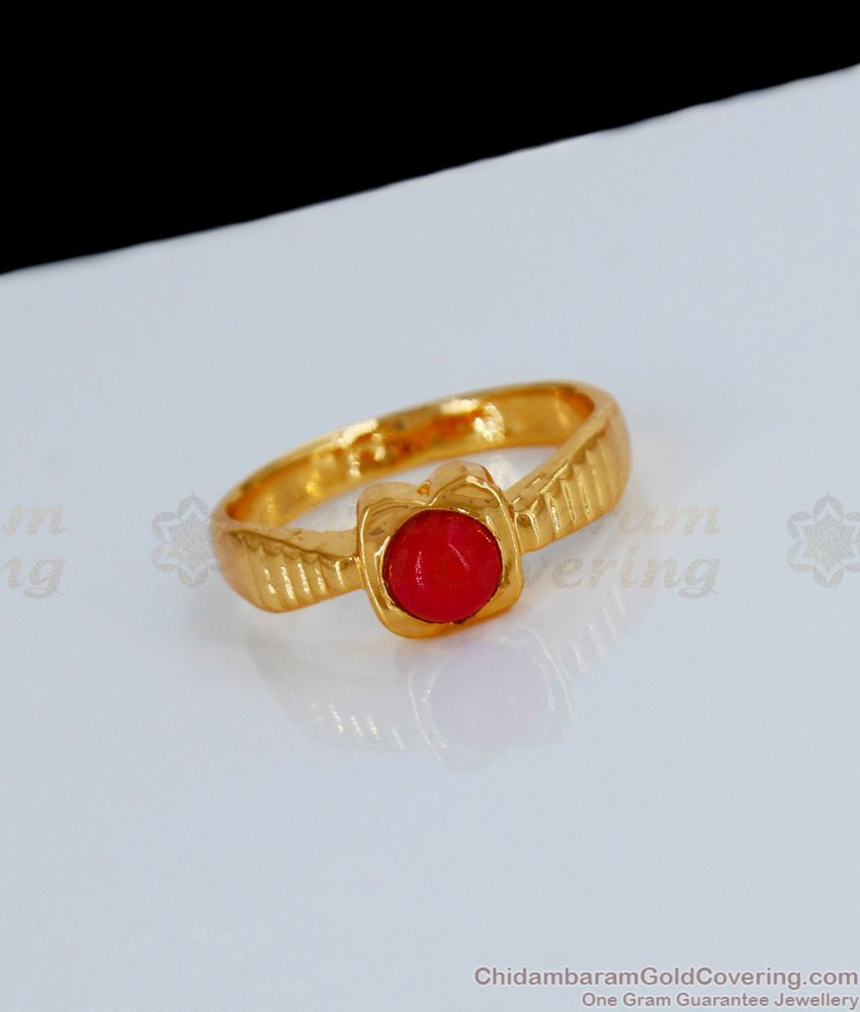 Daily Wear Pavala Stone Original Impon Finger Rings For Ladies FR1085