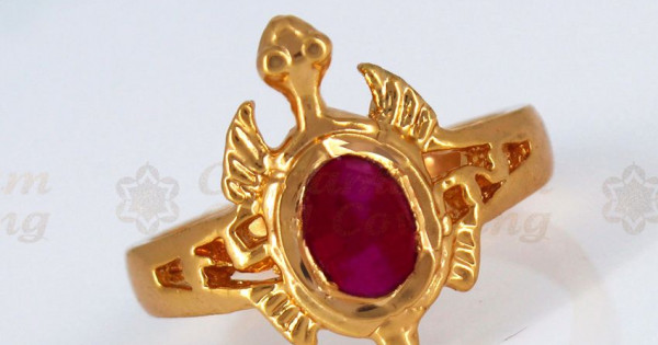 Original Impon Turtle Finger Ring Ruby Stone Shop Online FR1163