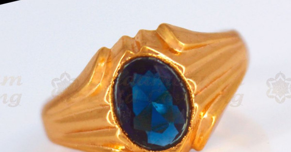 Rasi Kal Mothiram Sapphire Blue Stone Original Impon Gold Rings For ...