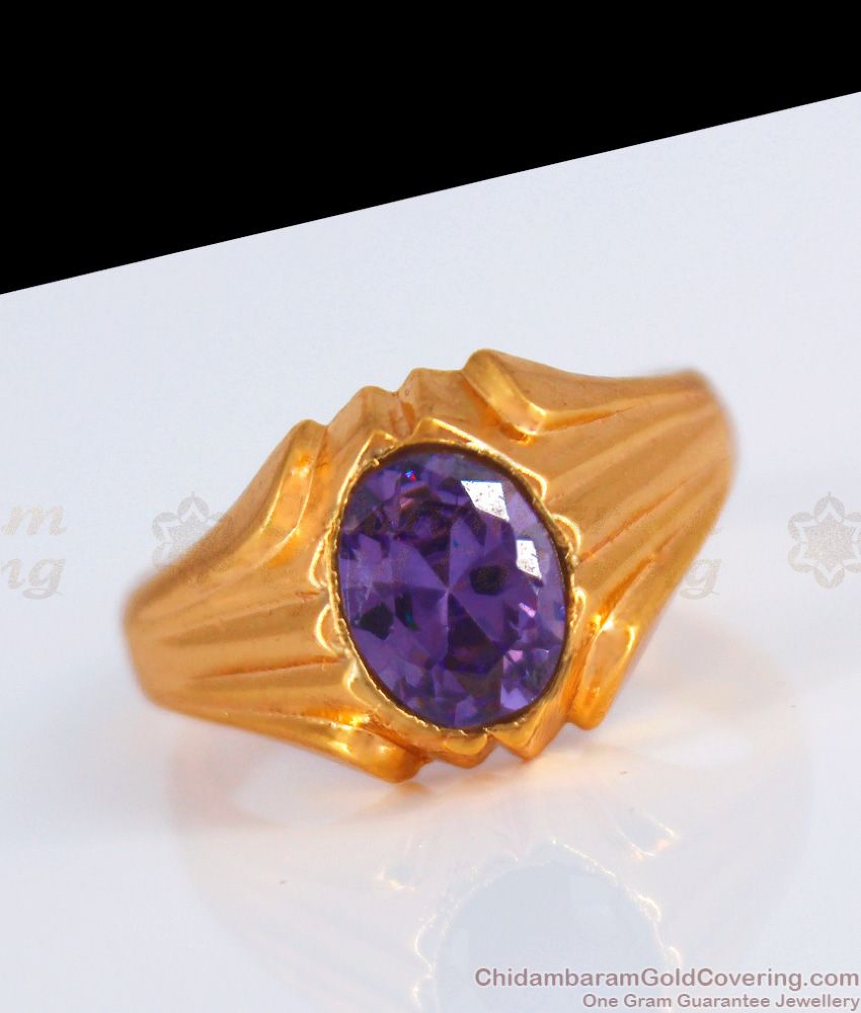 Rasi Kal Mothiram Attractive design Violet Stone Impon Gold Finger Ring ...