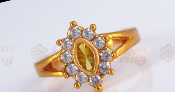 Rasi Kal Mothiram Yellow Sapphire White Stone Real Impon Finger Rings ...